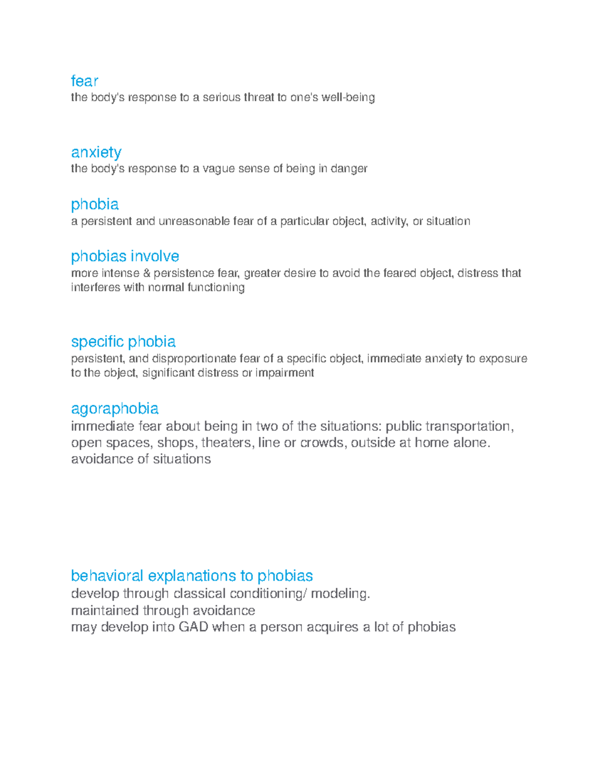 Chapter 6 - Lecture notes 6 - fear the body's response to a serious ...