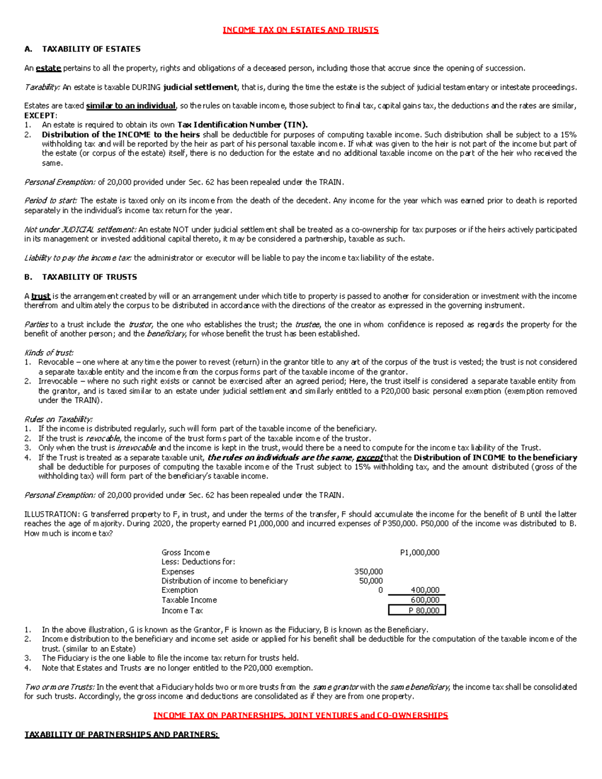 5 - escra mami - INCOME TAX ON ESTATES AND TRUSTS A. TAXABILITY OF ...