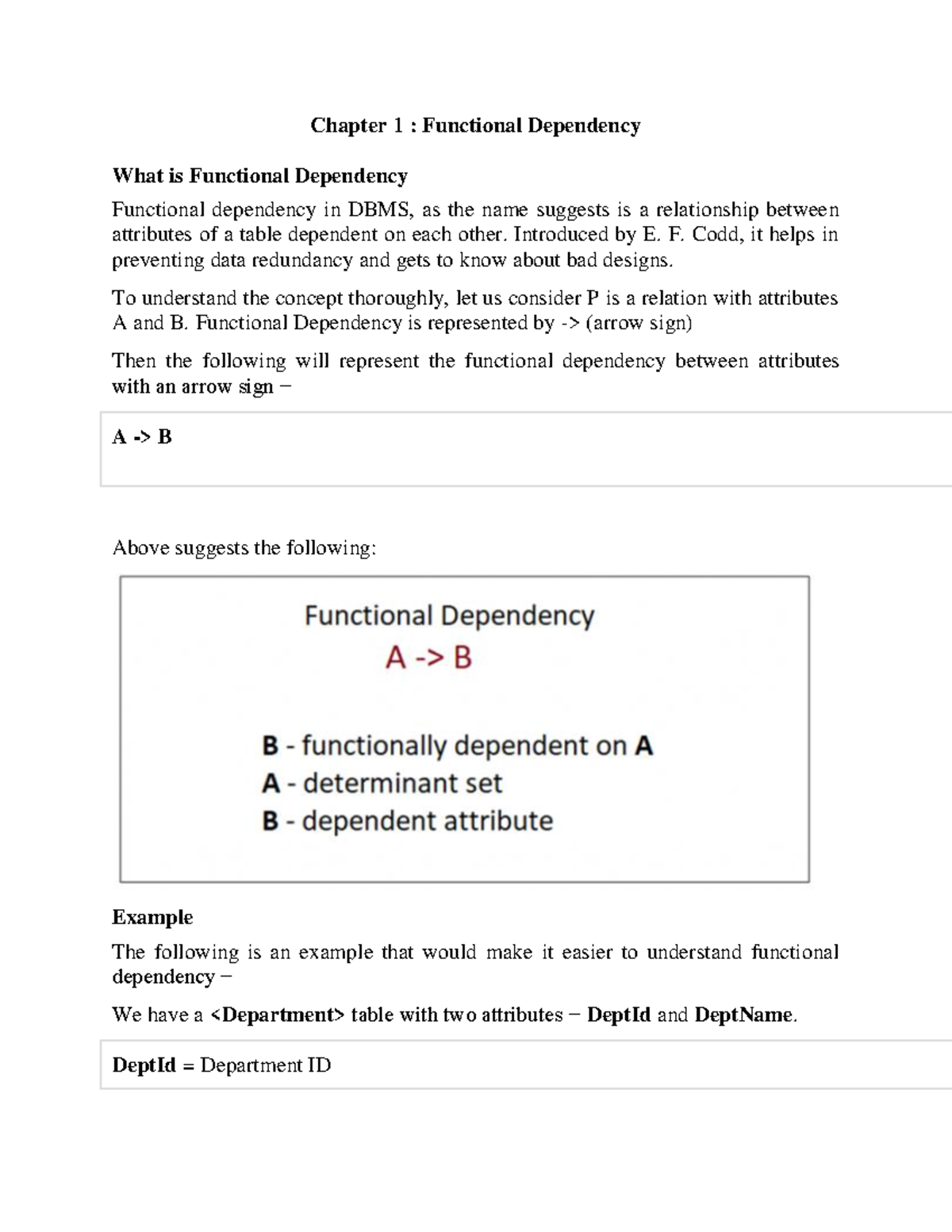 Chapter 1 Functional Dependency Chapter 1 Functional Dependency What Is Functional