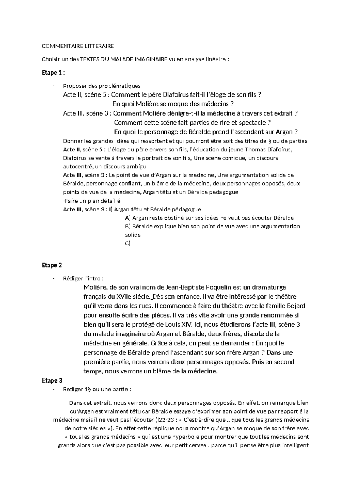 Fiche COMM LITT - pour mieux comprendre le commentaire pour le bac de ...