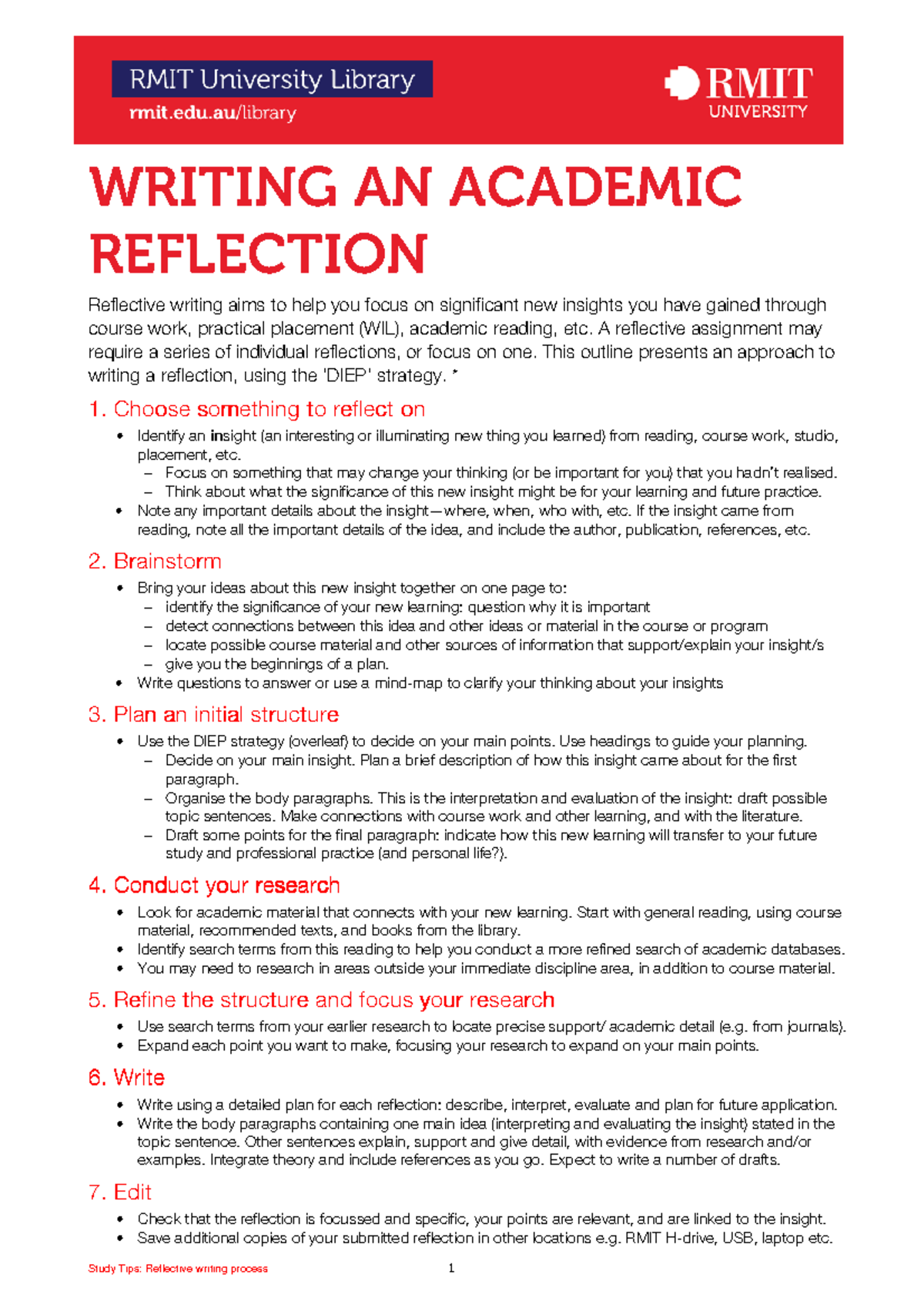 Writing academic reflection accessible 2015 - Study Tips: Reflective ...