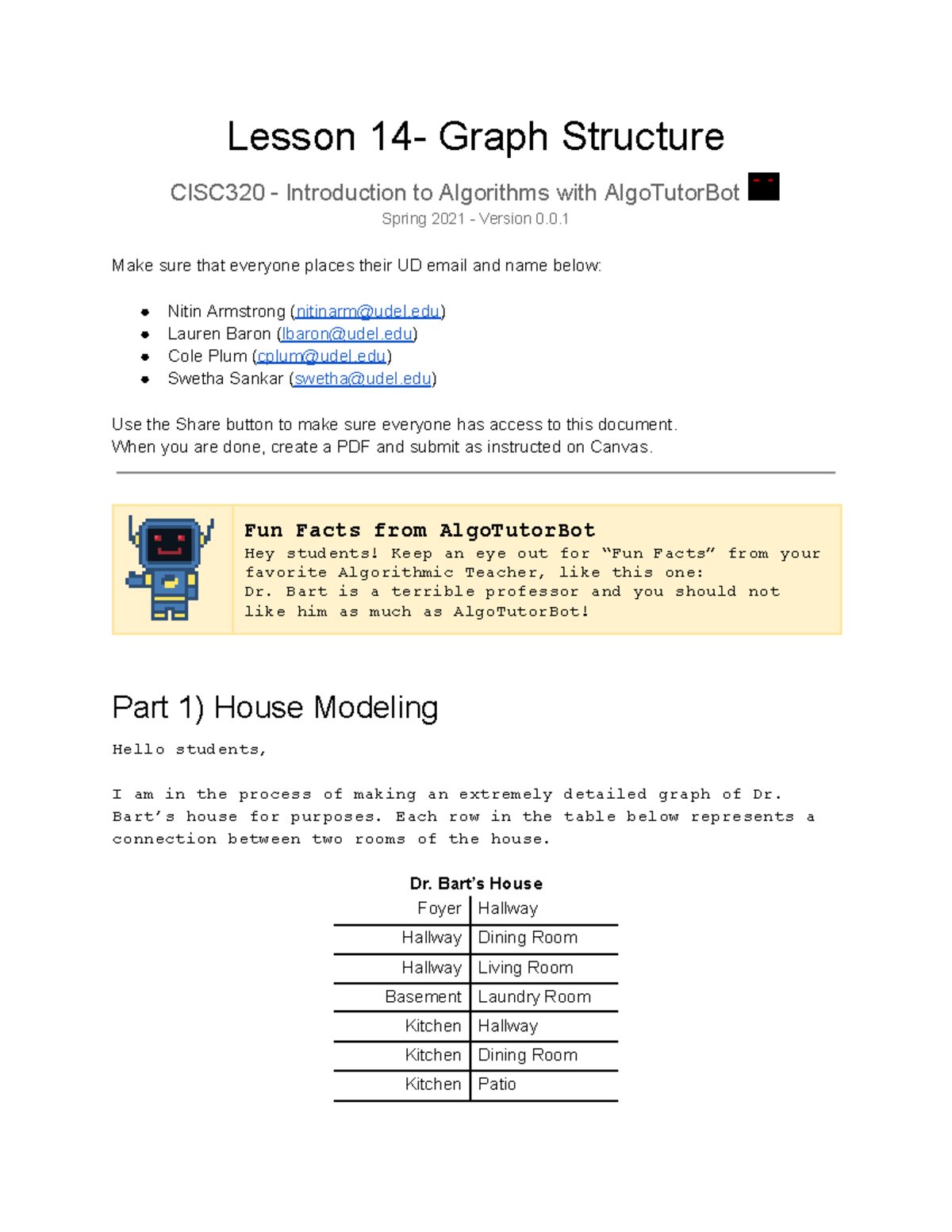 CISC320-S21-Lesson 14- Graph Structure - Lesson 14- Graph Structure ...