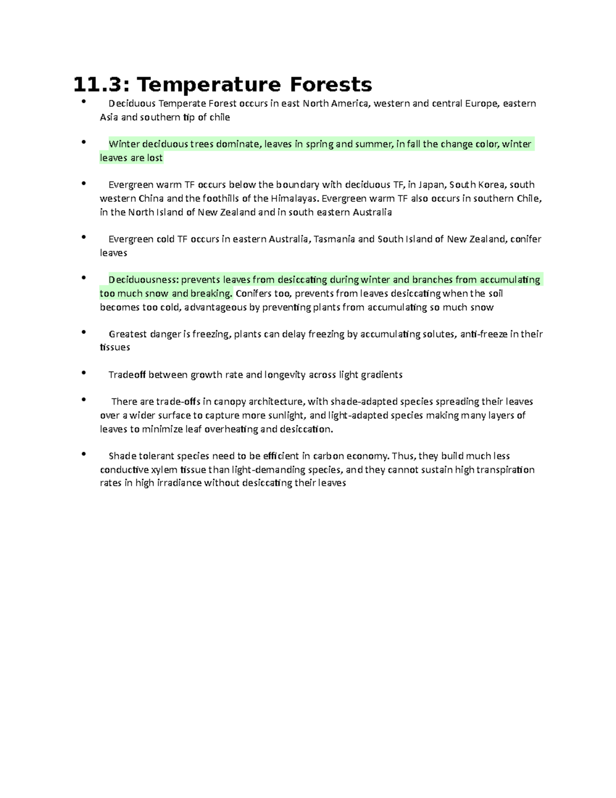 11.3 Temperature Forests - 11: Temperature Forests Deciduous Temperate ...