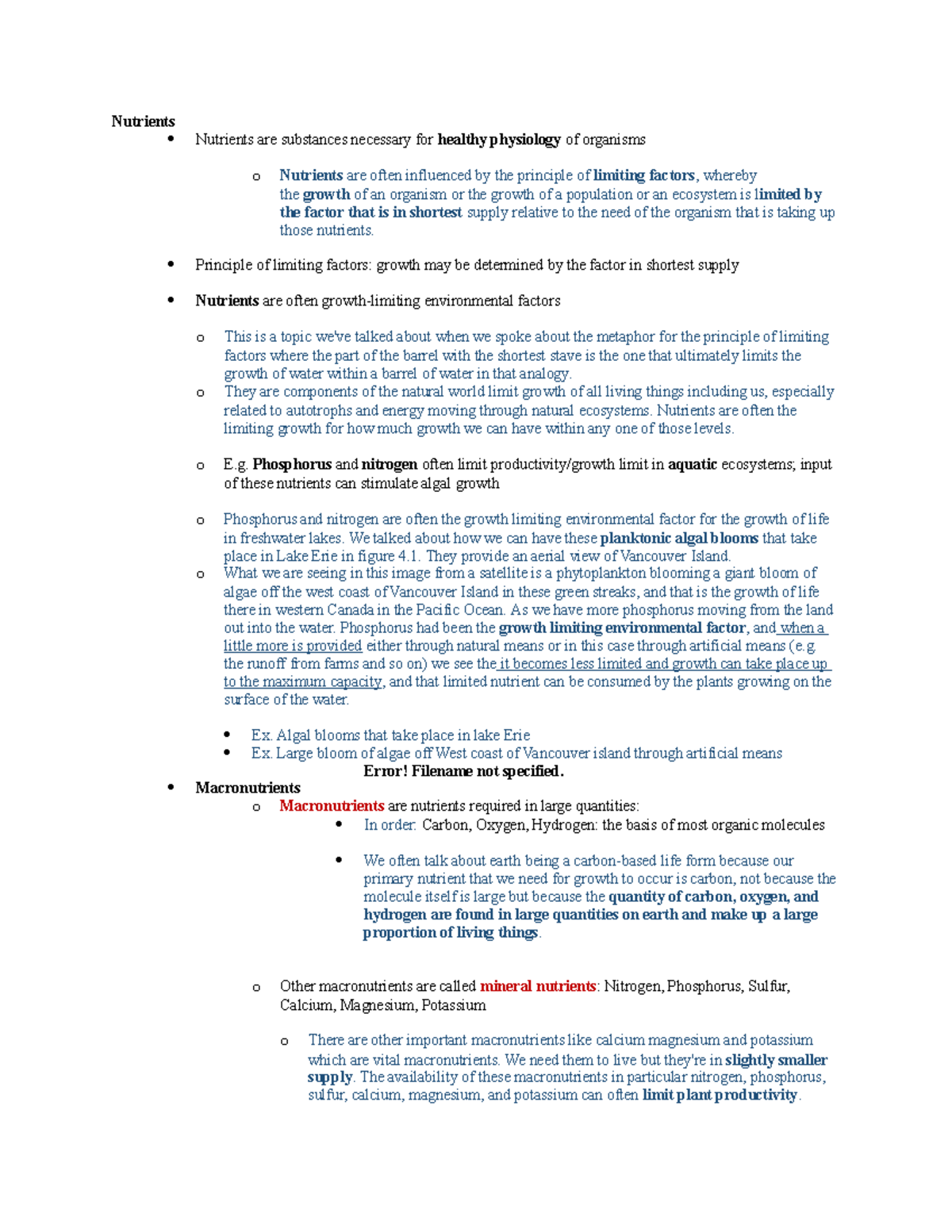Chapter 4- Nutrient Cycling - Nutrients Nutrients are substances ...