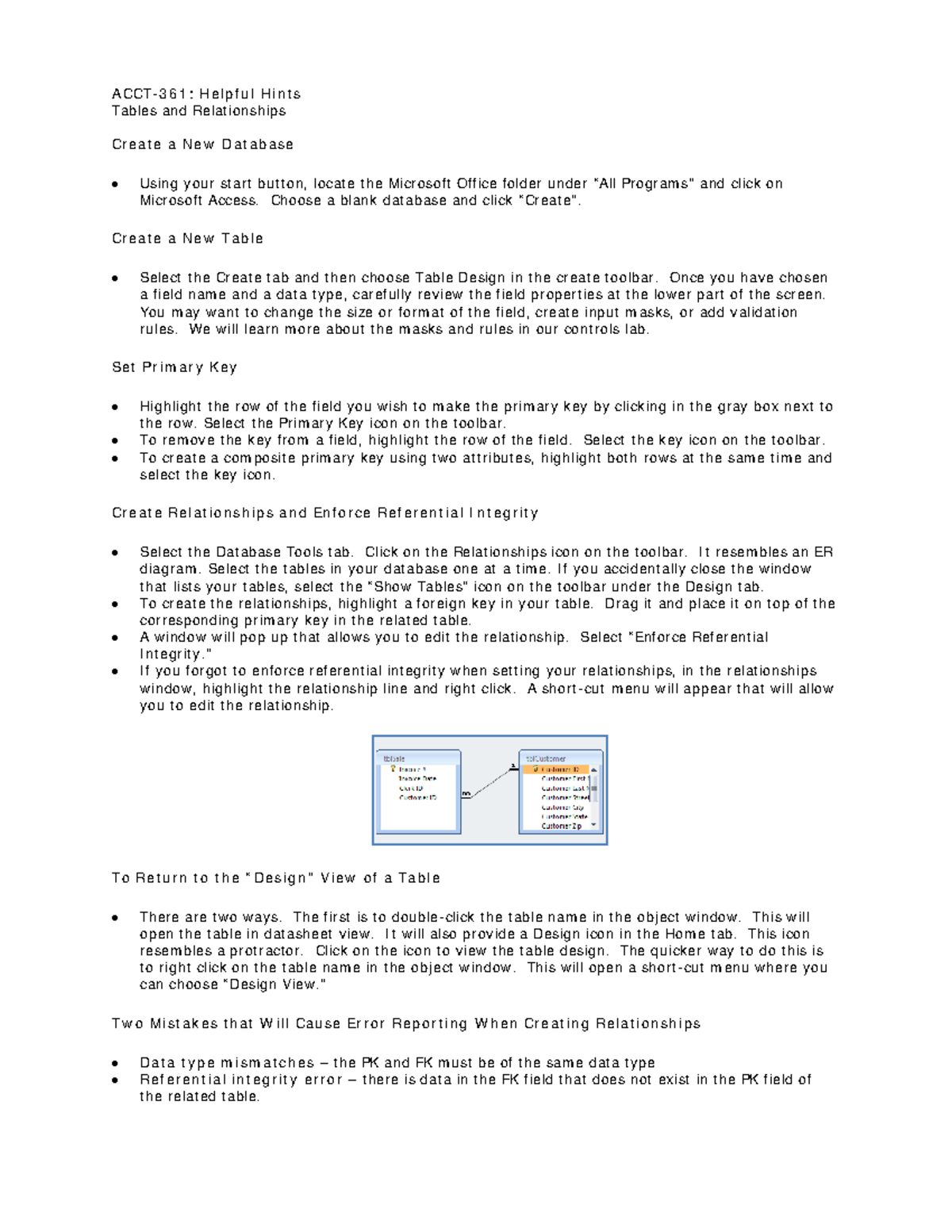 Access Tables - Helpful Hints (v. 2010 ) - ACCT-361: Helpful Hints ...