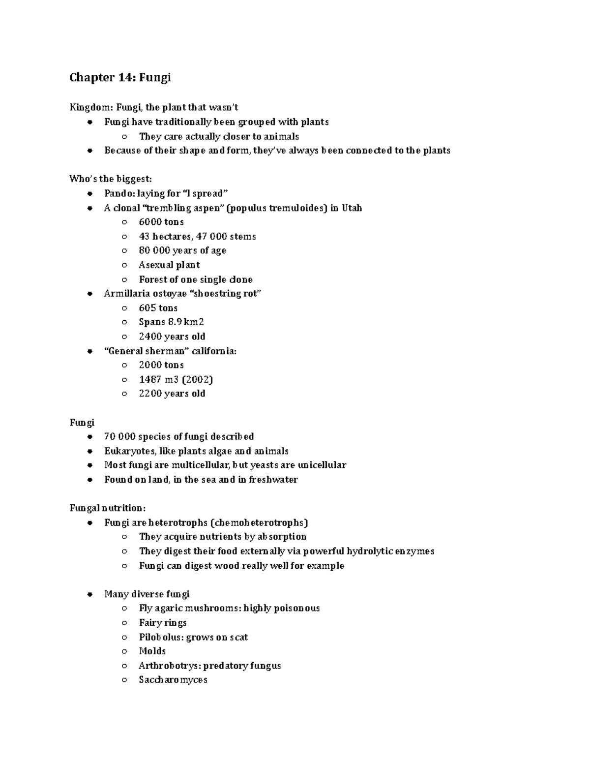 Chapter 14 Fungi - Lecture notes 4 - Chapter 14: Fungi Kingdom: Fungi ...