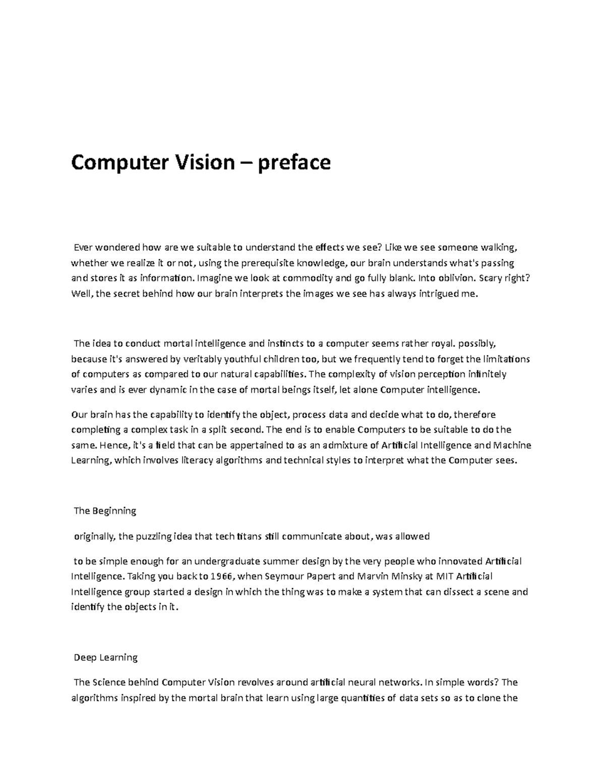 Computer Vision – preface - Computer Vision – preface Ever wondered how ...