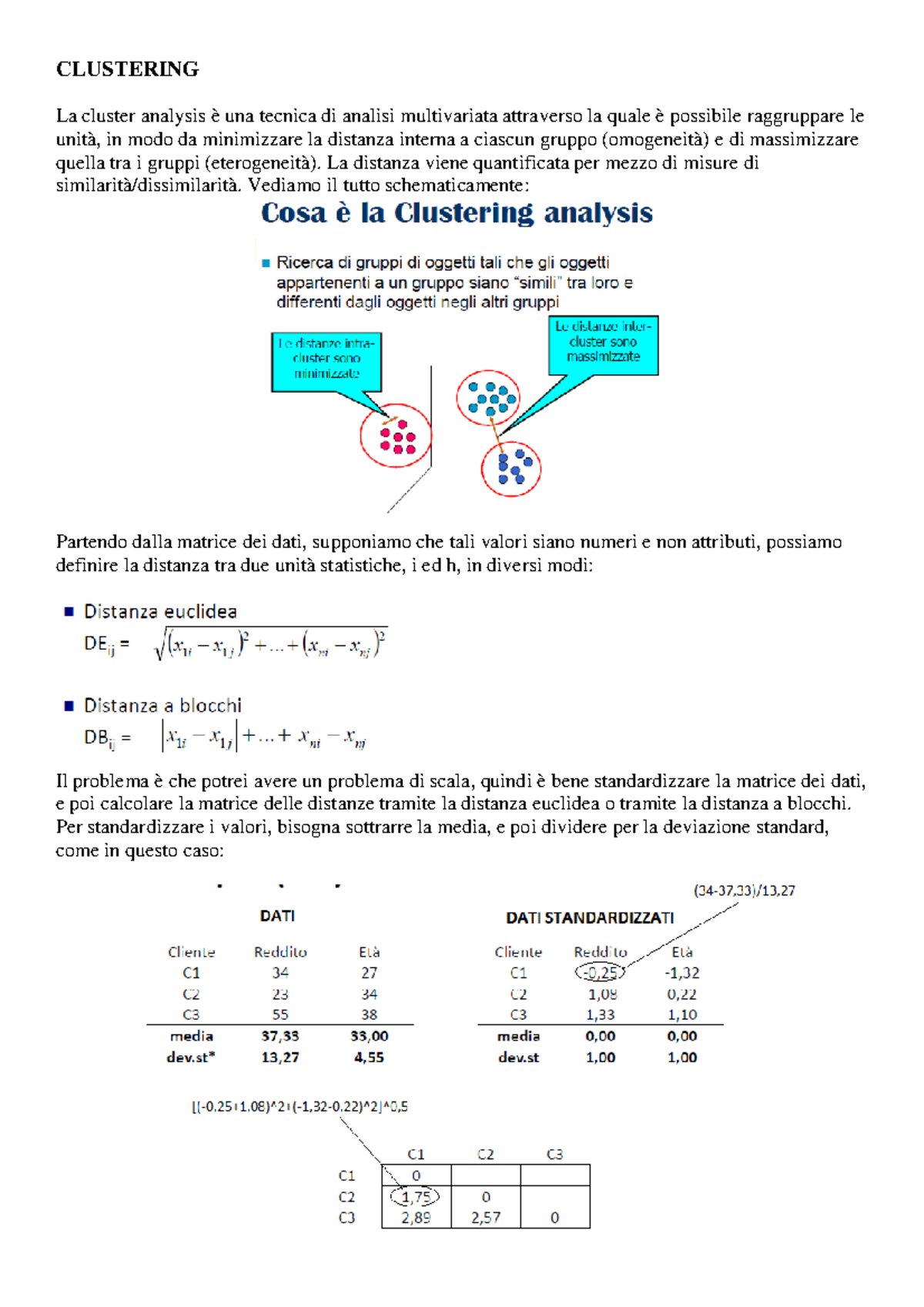 Clustering Sbob - appunti - CLUSTERING La cluster analysis è una tecnica di analisi multivariata ...