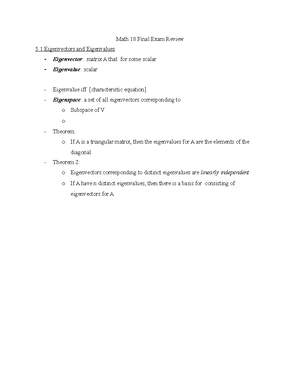 MATH 18 Midterm 1 Review - MATH 18 Midterm 1 Review Section 1: System ...