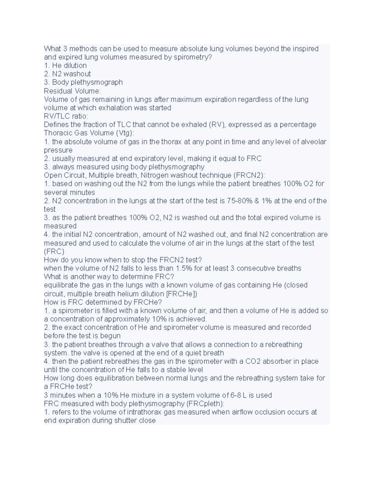 Pft Set 2 Pulmonary Function Testing Lecture Notes What 3 Methods