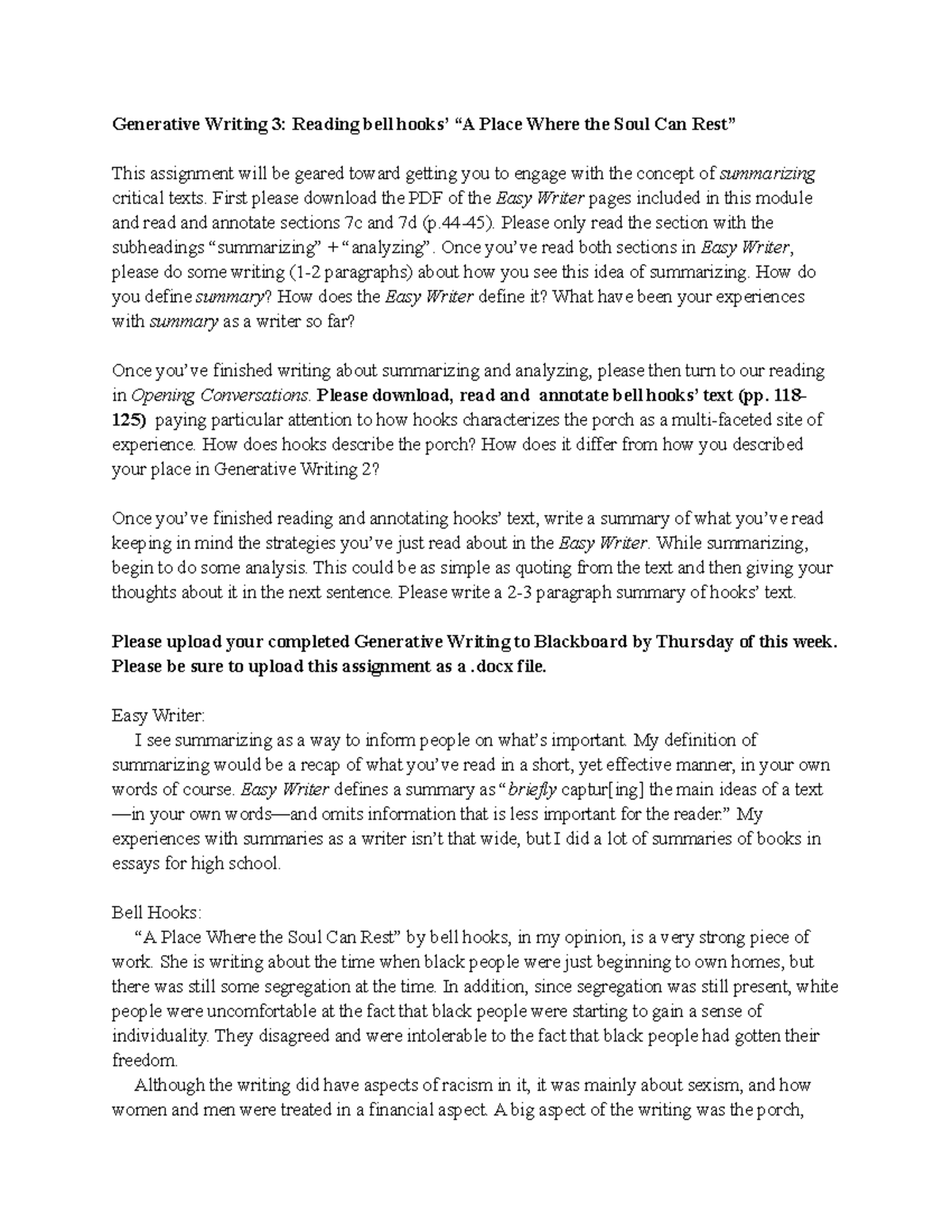 Spring 2021 Generative Writing 3 - Generative Writing 3: Reading bell ...