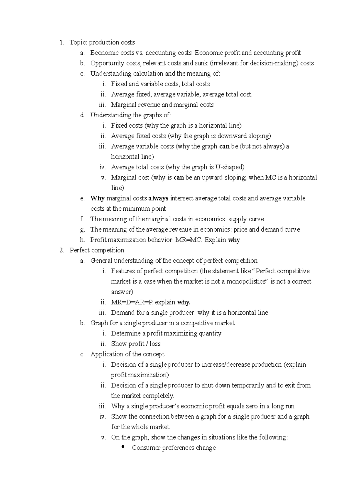 Essential topics microeconomics Mankiew - Topic: production costs a ...