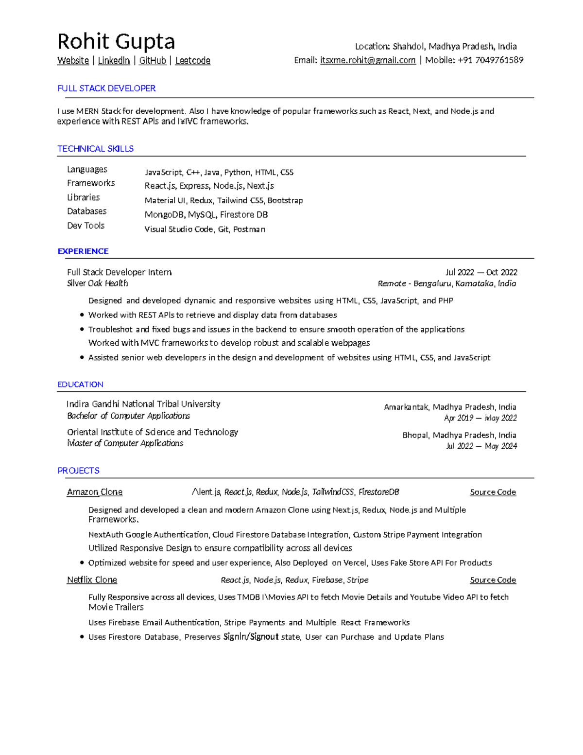 Anand Rohit Gupta Website Linkedln Github Leetcode Full Stack 7077