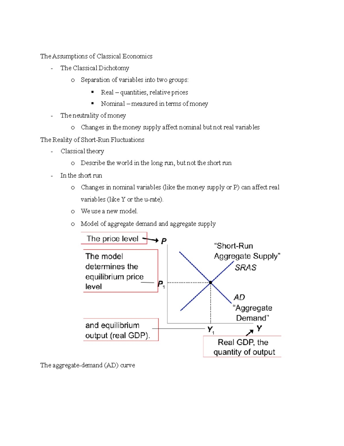 The Assumptions of Classical Economics - o We use a new model. o Model ...