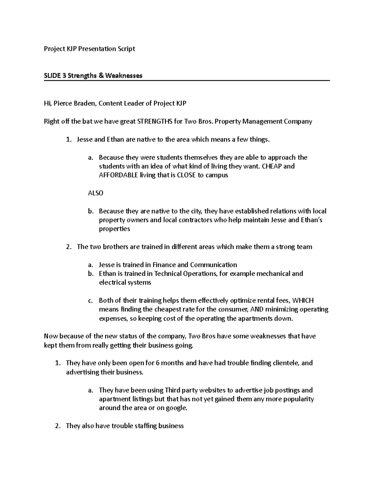 Project KJP Presentation Script - Property Management Company 1. Jesse ...