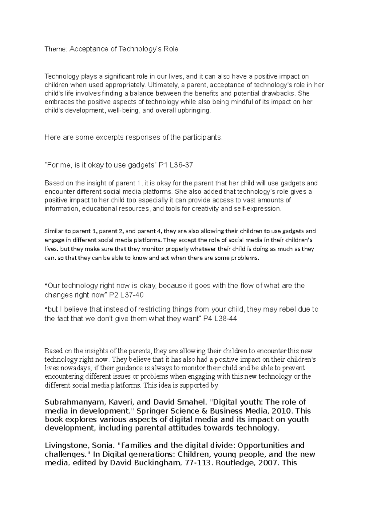 Final sop2 and sop3 - Theme: Acceptance of Technology’s Role Technology ...