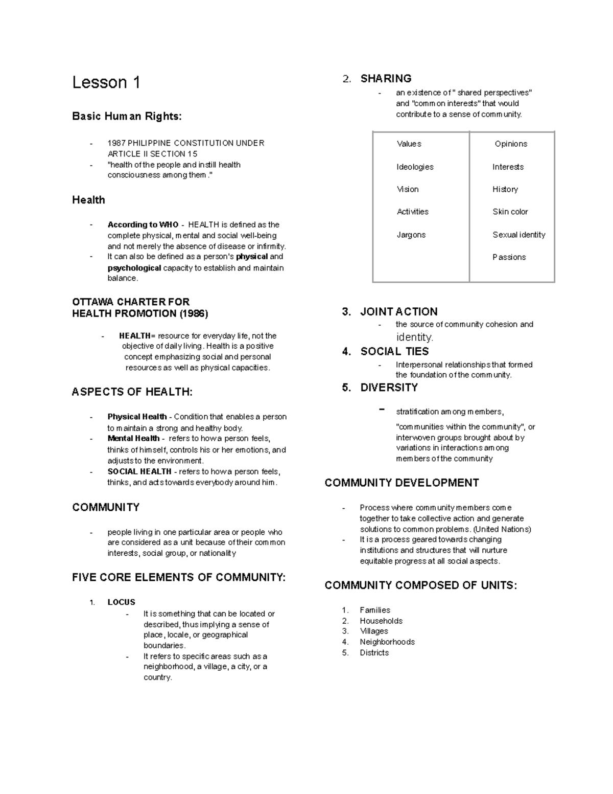 CPH- Prelims reviwer - Lesson 1 Basic Human Rights: ####### - 1987 PHILIPPINE CONSTITUTION UNDER ...