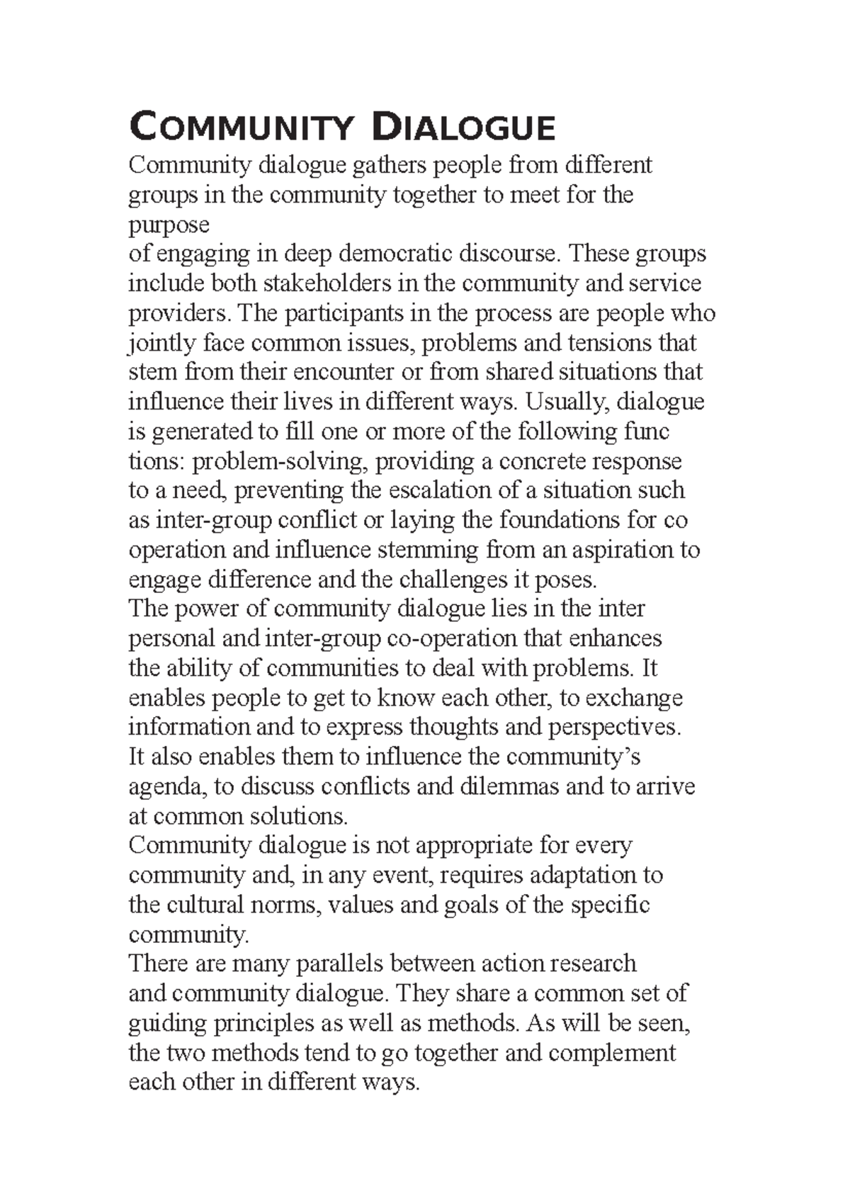 Community Dialogue - COMMUNITY DIALOGUE Community dialogue gathers ...