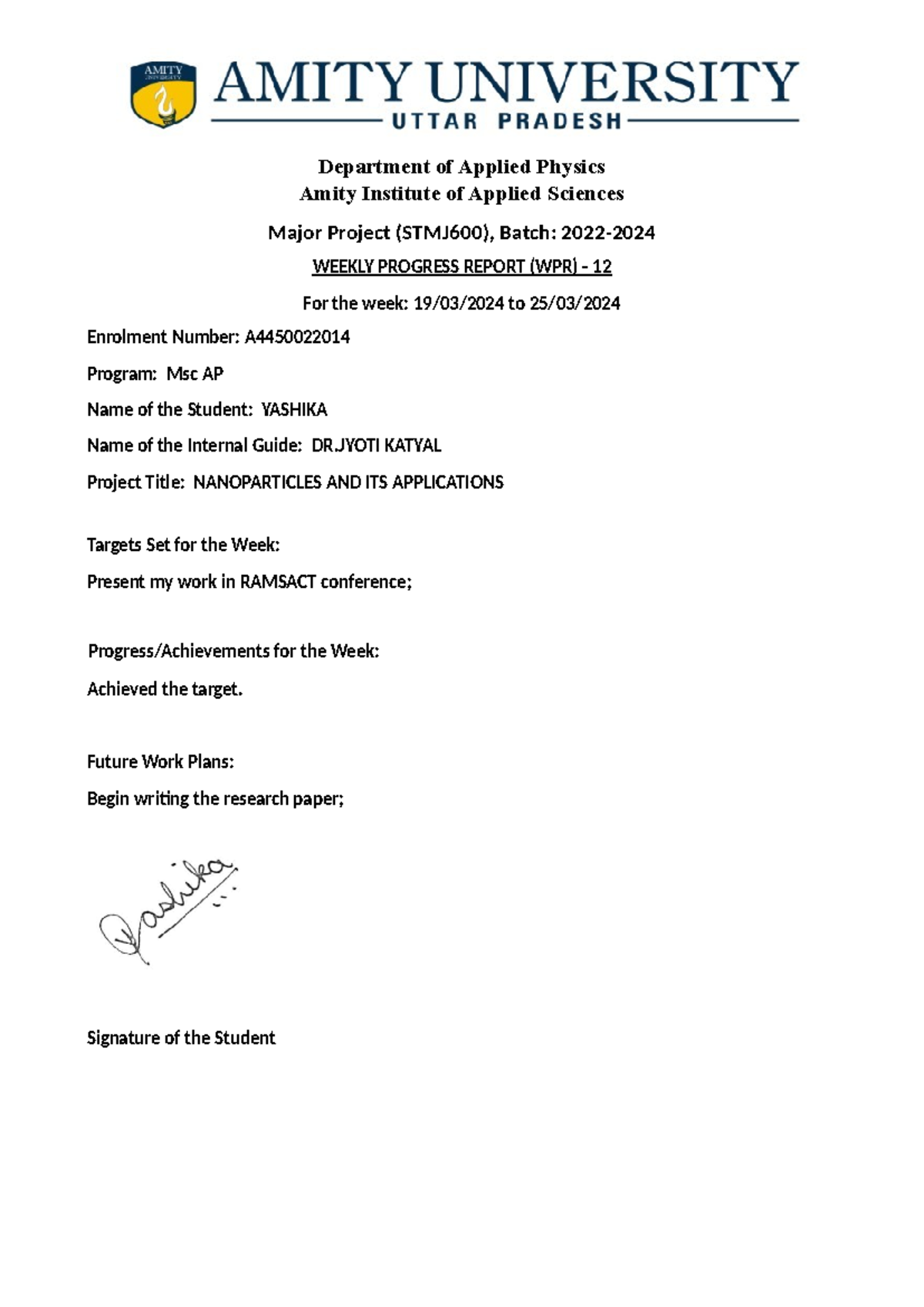 WPR 10 Yashika - jlhlk.mkl - Department of Applied Physics Amity ...