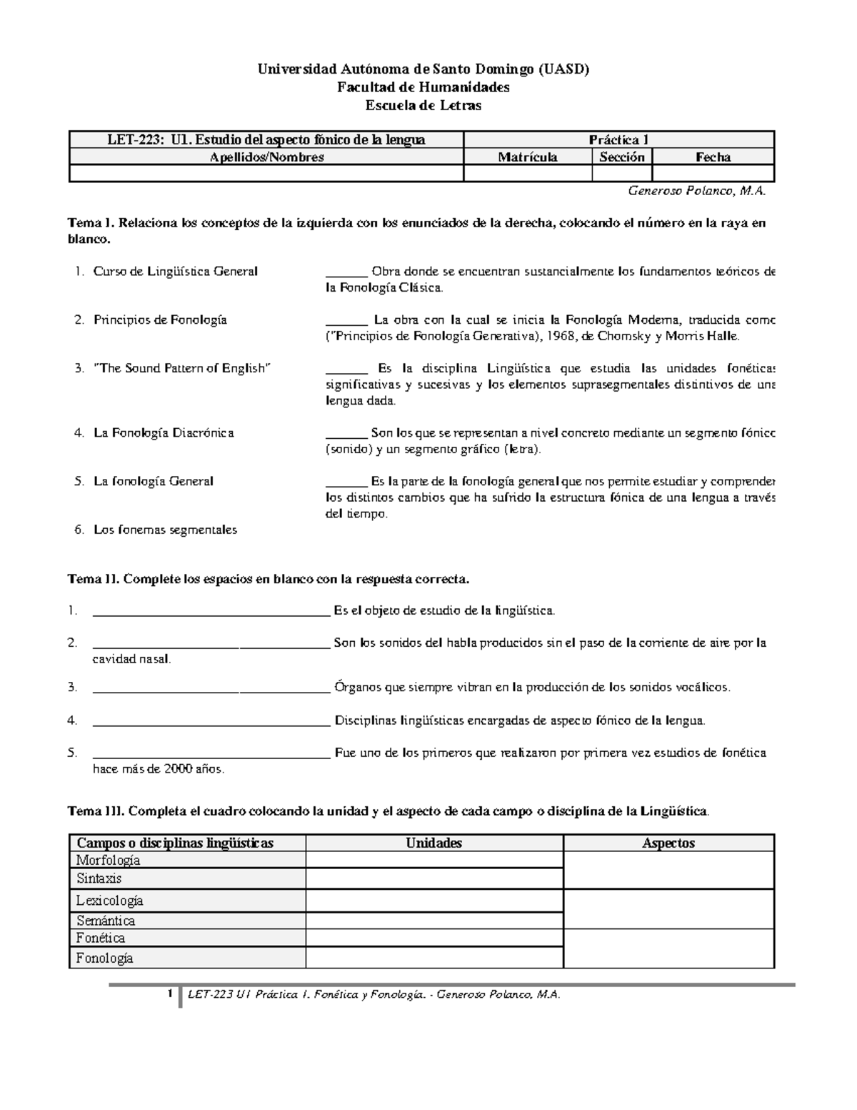 LET-223 U1-232 Práctica 1 - Fonética y Fonología. - Generoso Polanco, M ...
