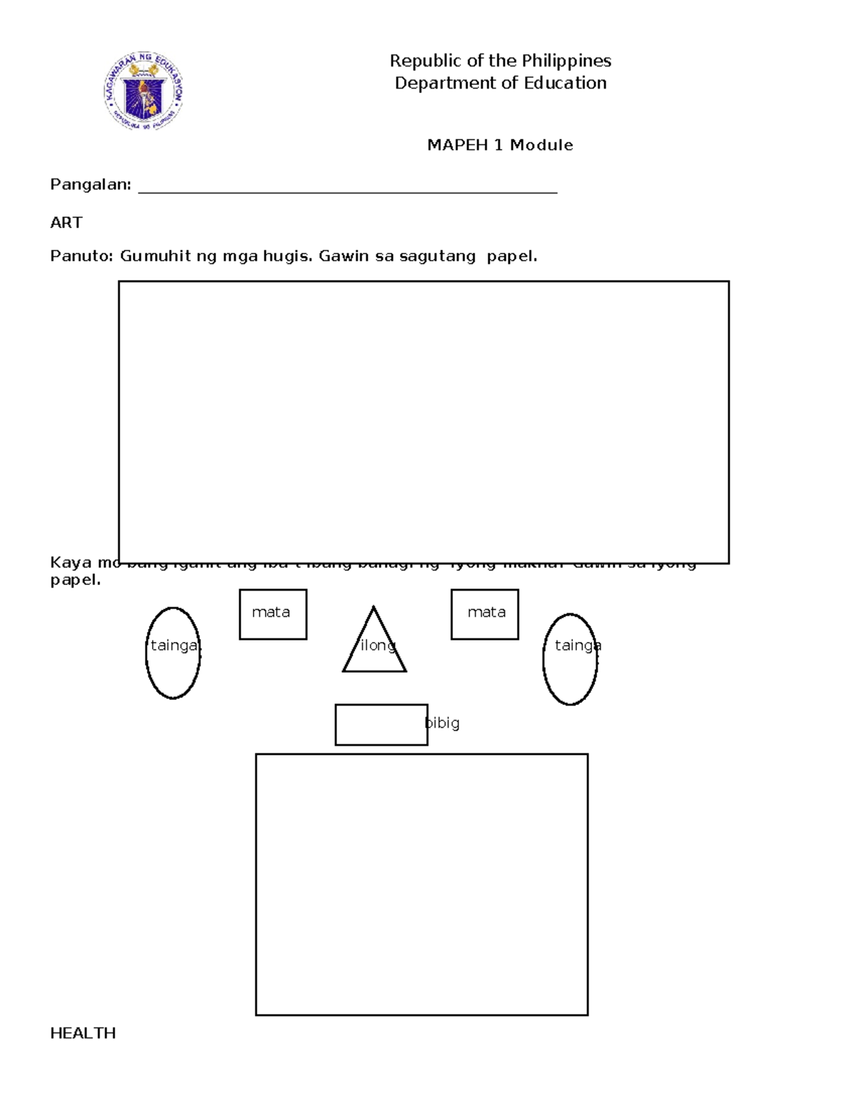 Mapeh 1 Module - Republic of the Philippines Department of Education ...