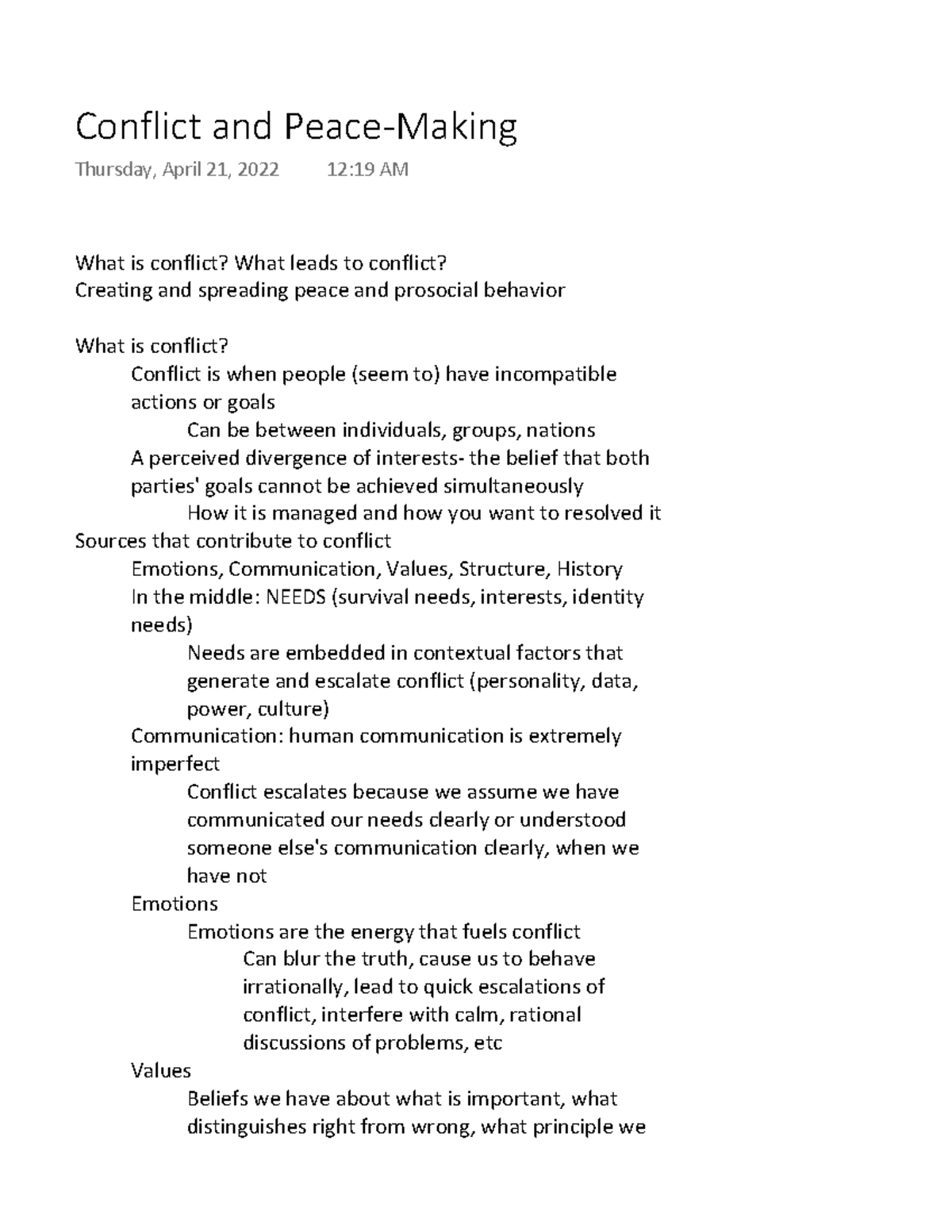 Conflict and Peace-Making - What is conflict? What leads to conflict ...