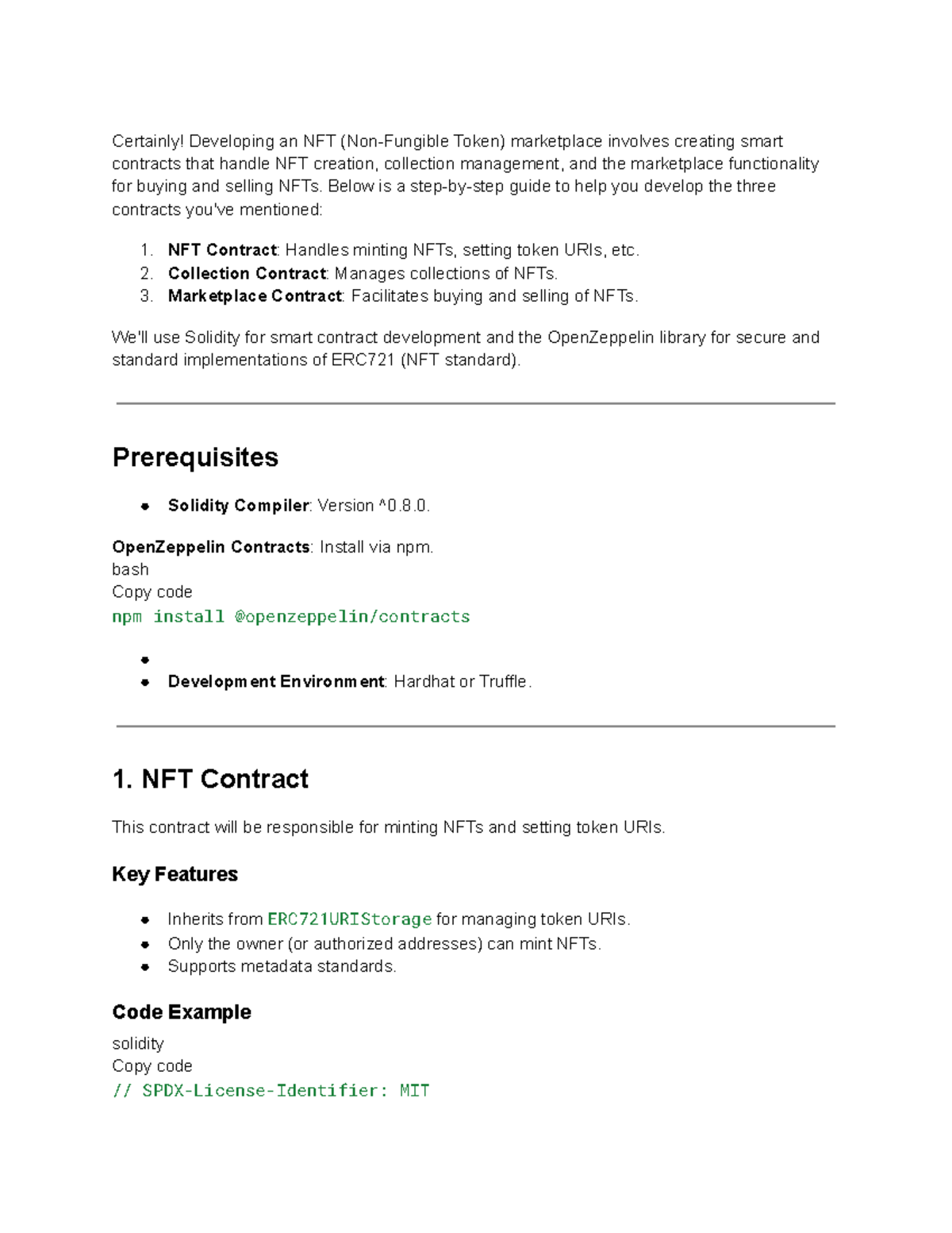 NFT GPTFlow - NFT - Certainly! Developing an NFT (Non-Fungible Token ...
