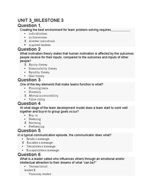 Principles of Management Unit 4 Milestone 4 - 21/ 22 that's 95% RETAKE ...