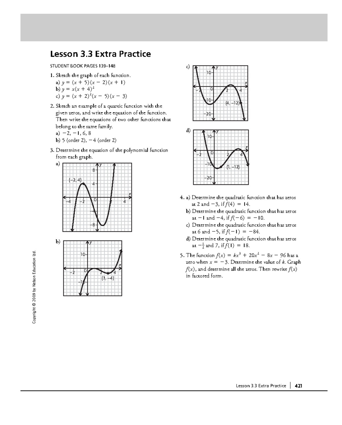 3.3 Polynomial Functions in Factored Form extra practice - Lesson 3 ...