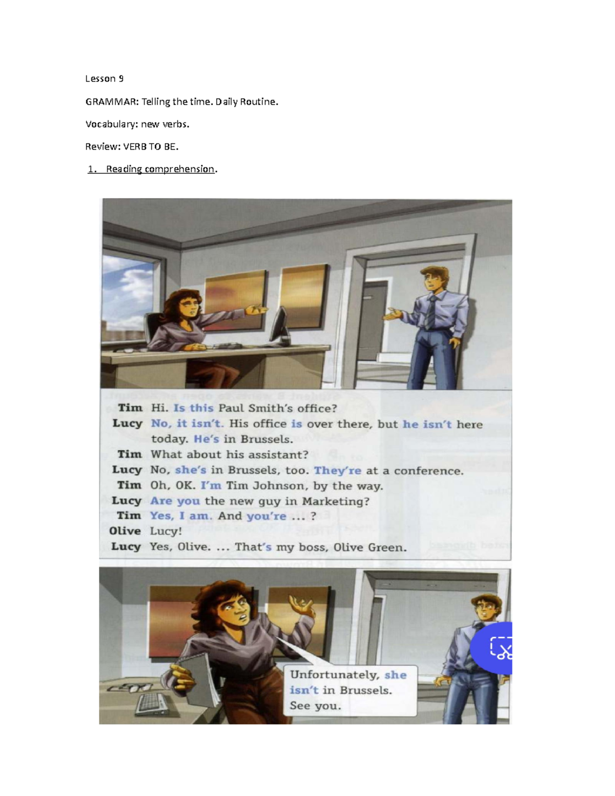 Clase 9 - Teoría inglés 1 - Lesson 9 GRAMMAR: Telling the time. Daily ...