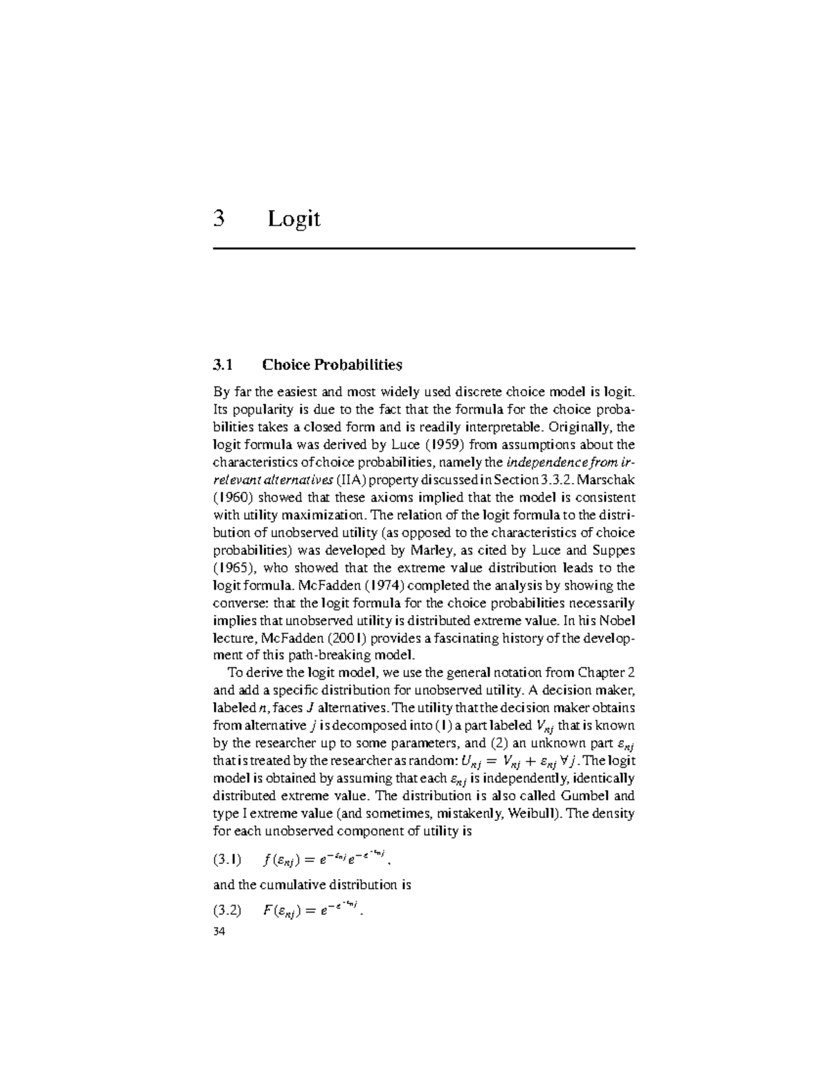 Ch03 p34-75 - cool - 3 Logit 3 Choice Probabilities By far the easiest ...