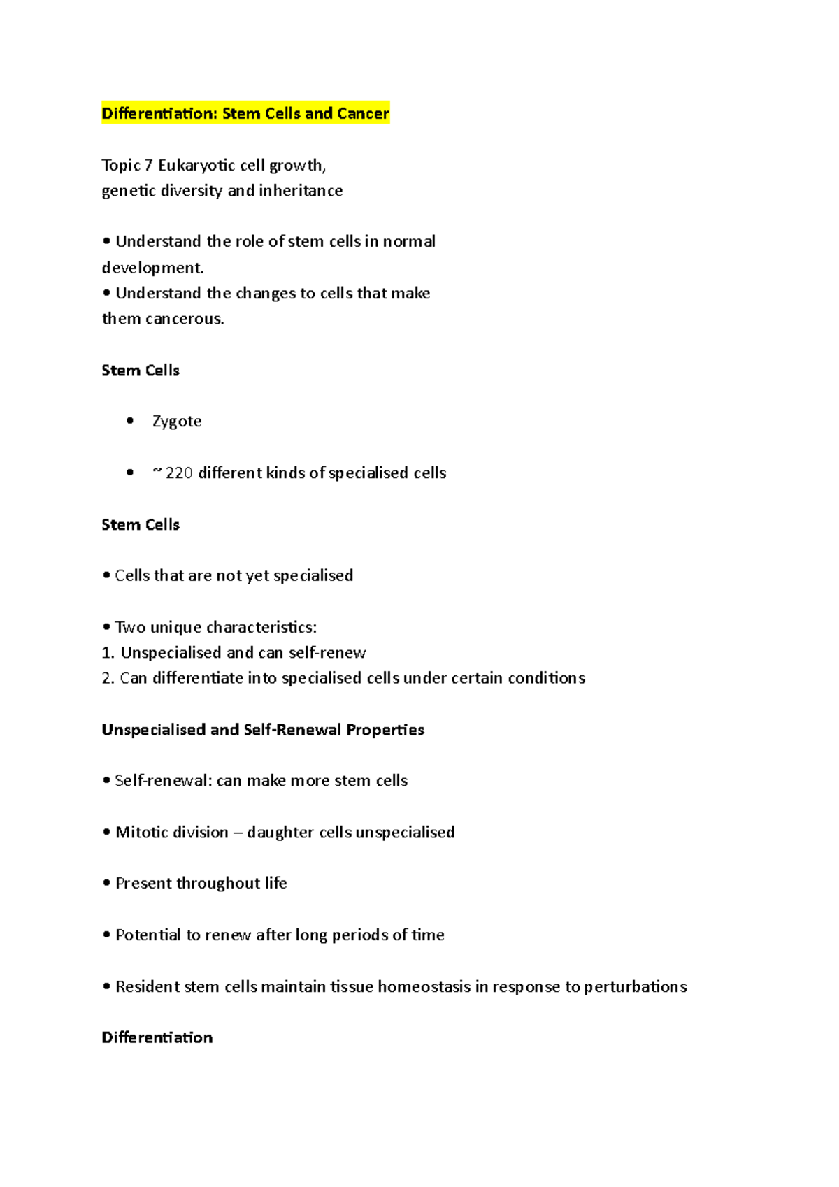 Differentiation stem cells and cancer - Differentiation: Stem Cells and ...