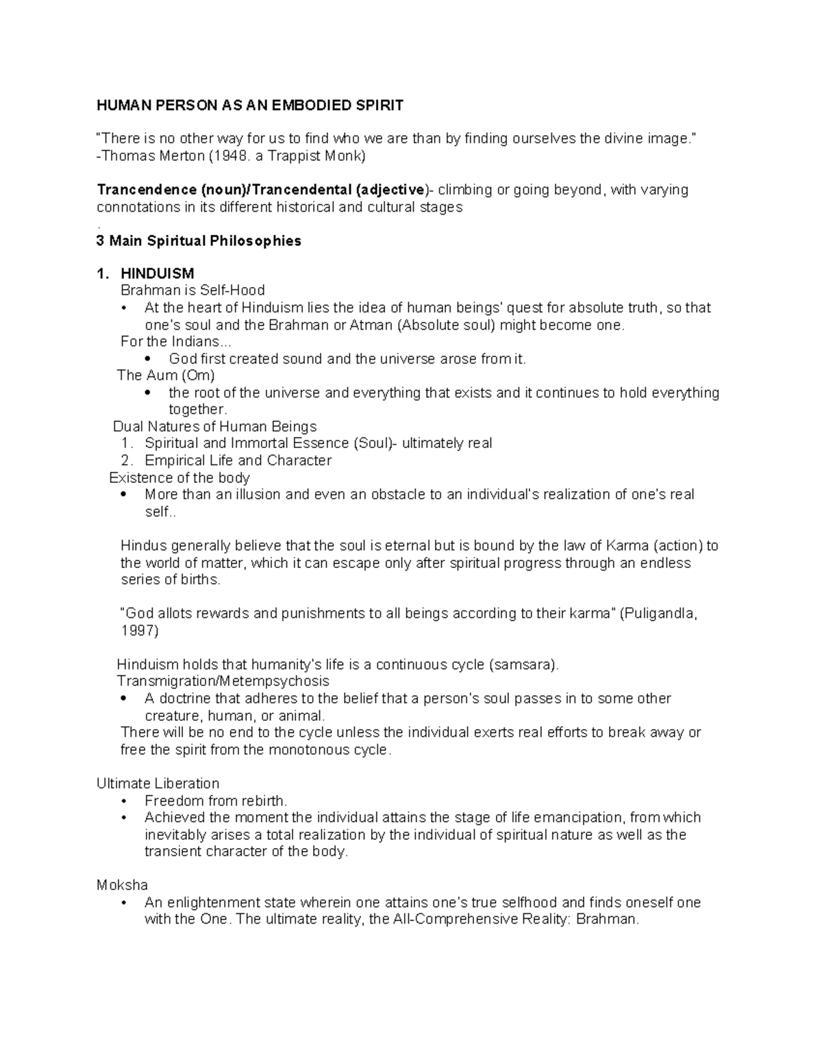 Human person as an embodied spirit - HUMAN PERSON AS AN EMBODIED SPIRIT ...