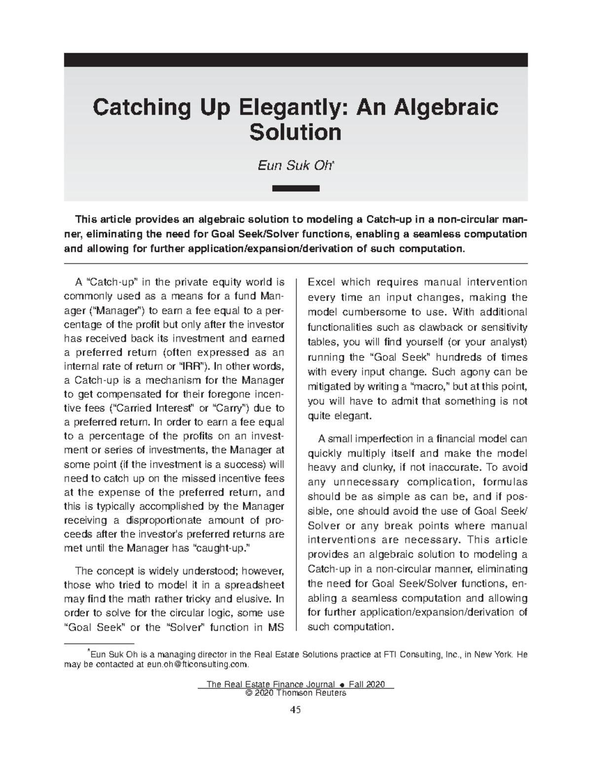 Great Catch-up Examples - Catching Up Elegantly: An Algebraic Solution ...