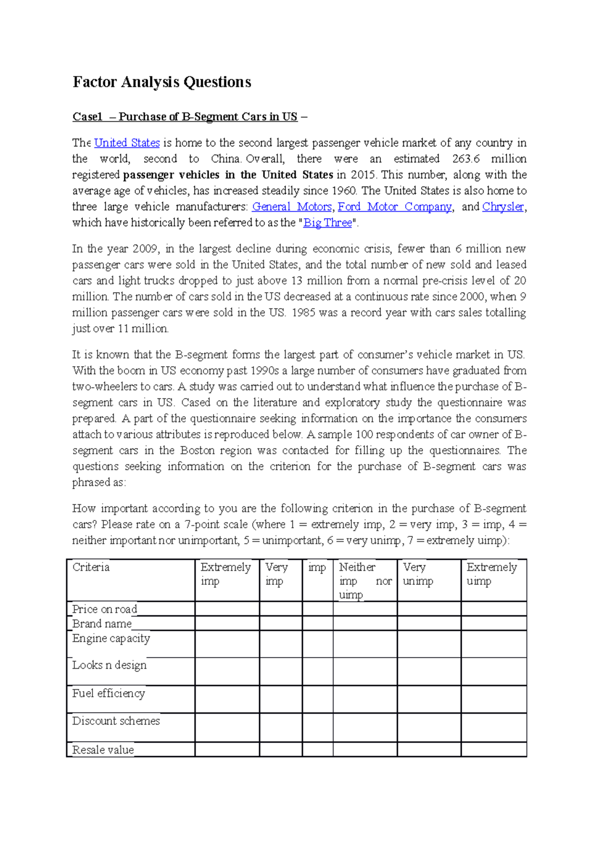 Factor analysis case study - Factor Analysis Questions Case1 – Purchase ...