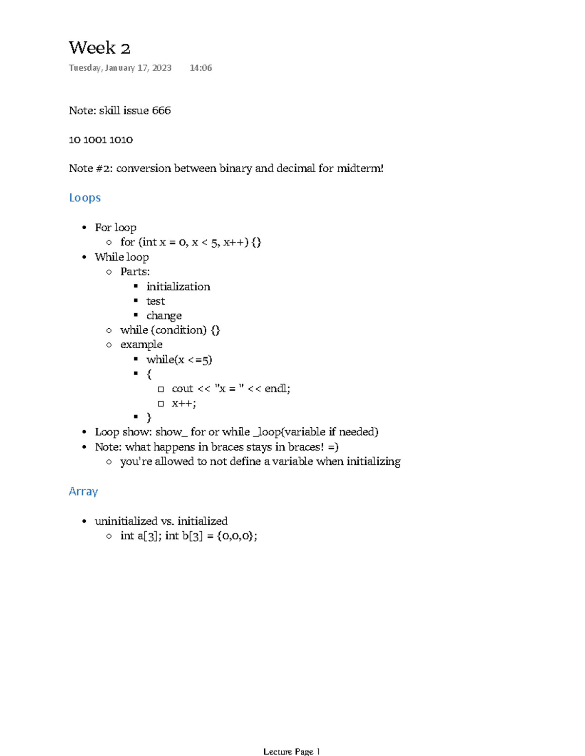 Lecture Notes including (cheat sheet midterm) - Note: skill issue 666 ...