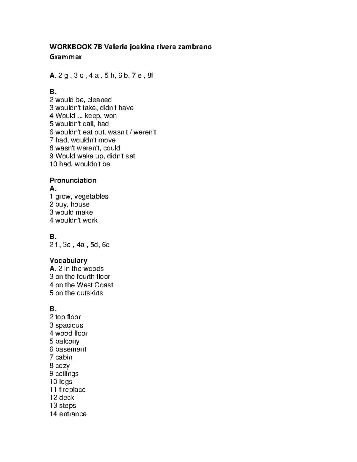 Workbook 7B ingles - WORKBOOK 7B Valeria joakina rivera zambrano ...