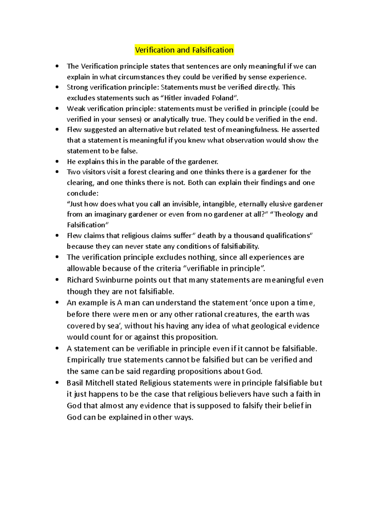 Verification and Falsification - Strong verification principle ...