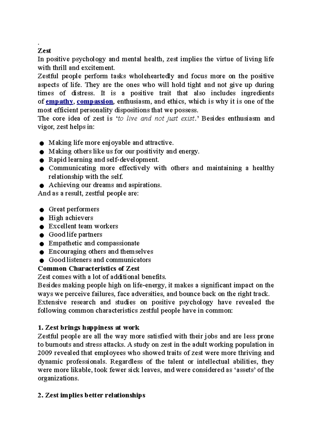 Zest gratitude. forgiveness, altruism, empathy, - . Zest In positive ...