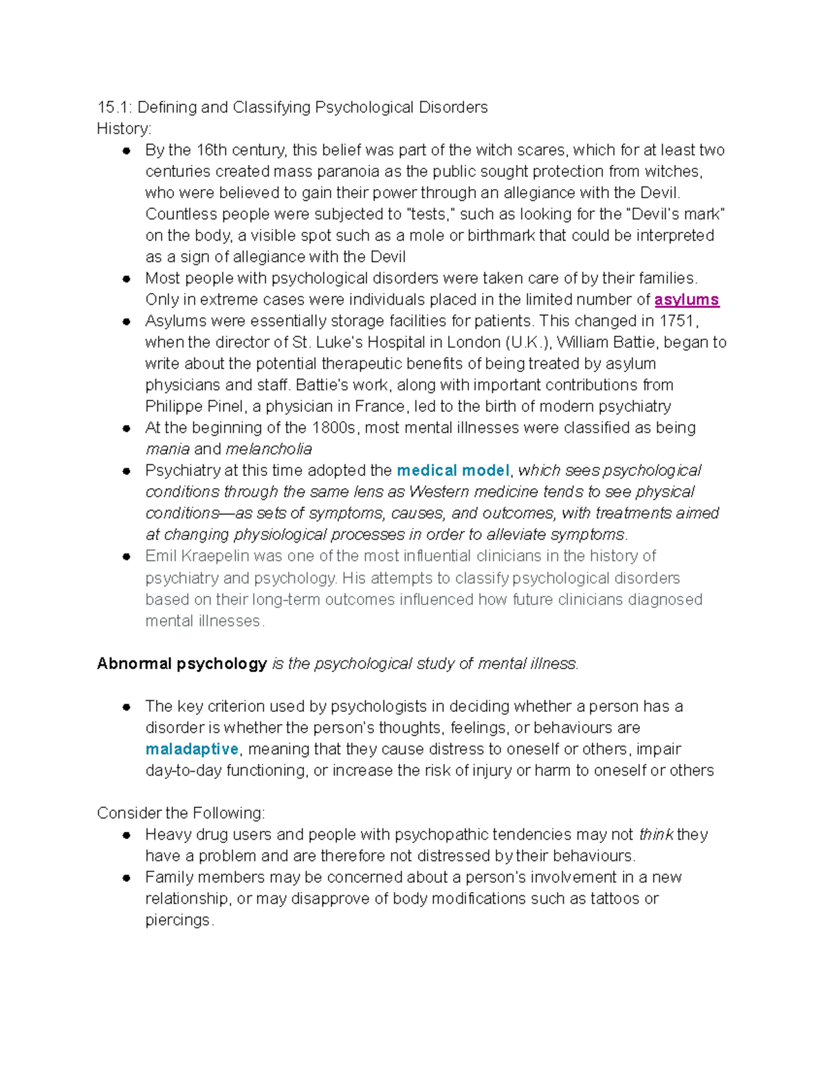 PSYC Unit 11 Notes Psychological Disorders - 15: Defining and ...