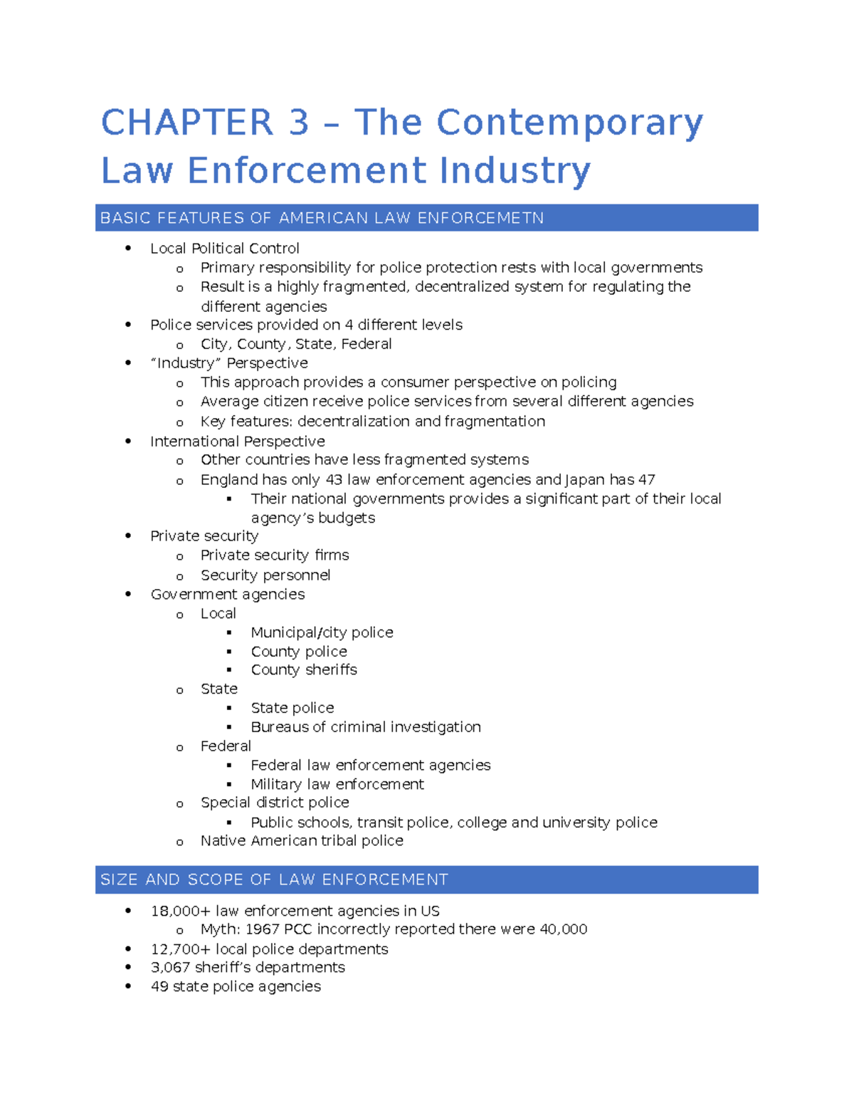 Chapter 3 - The Contemporary Law Enforcement Industry - CHAPTER 3 – The ...