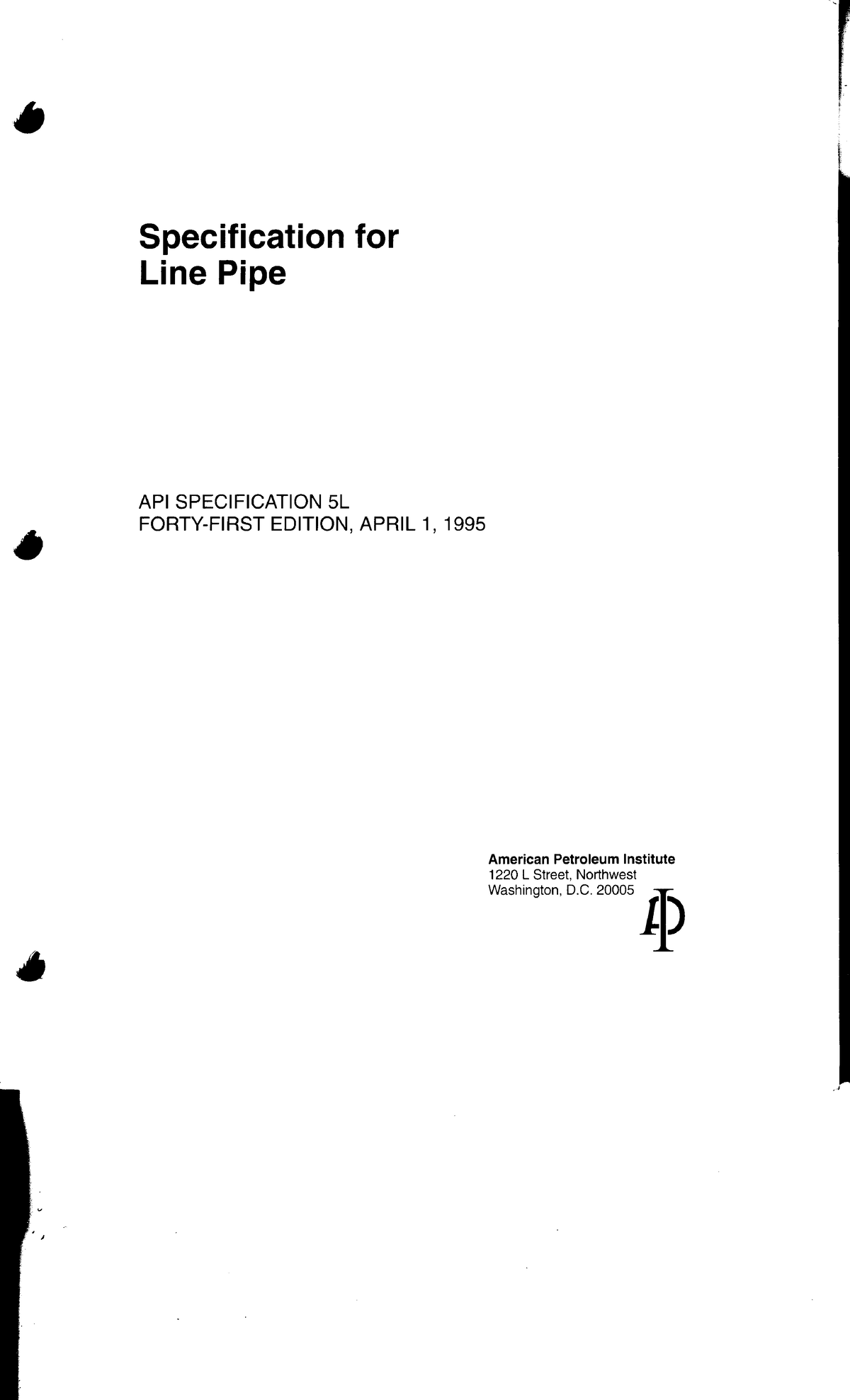 API 5L Specification for Line Pipe (1995) - Petroleum - Studocu