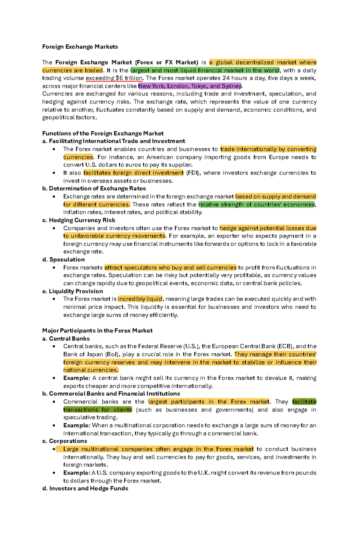 ACC 212 Foreign Exchange Markets - Foreign Exchange Markets The Foreign ...