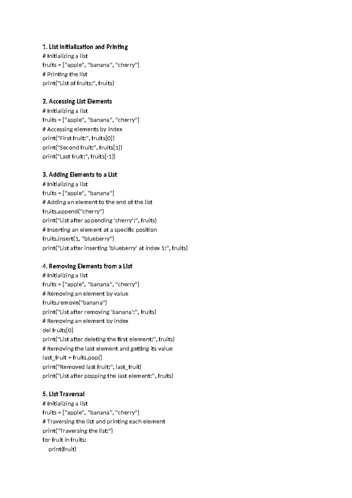 8. List - python program using list - List Initialization and Printing ...