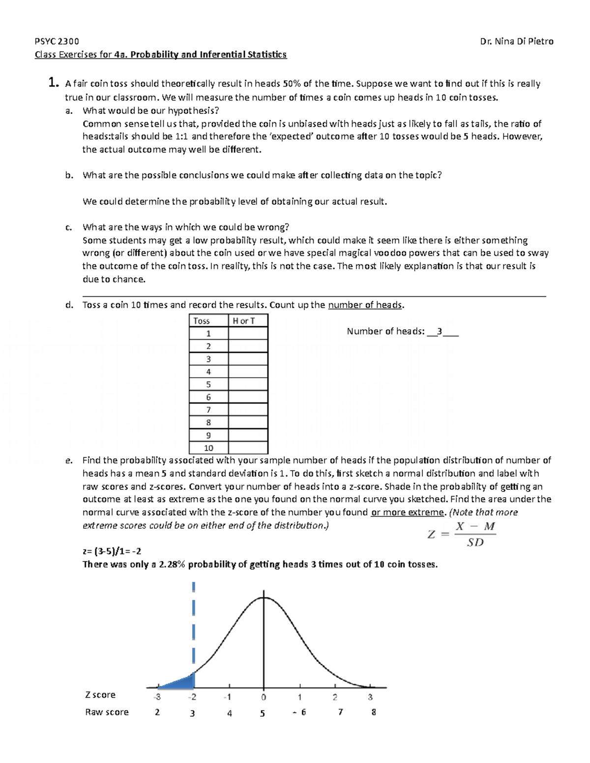 4a. Class worksheet with answers(1) - PSYC 2300 Dr. Nina Di Pietro ...