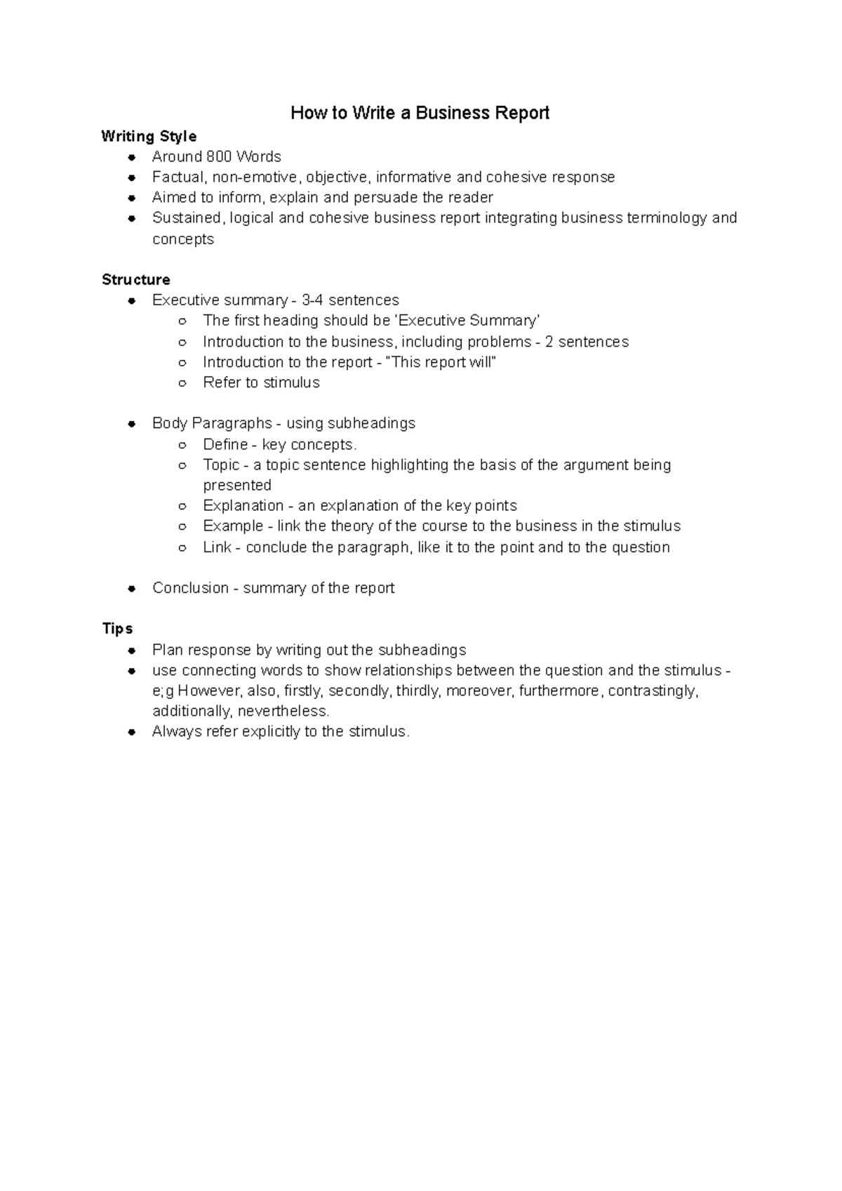 Business Report Template - How to Write a Business Report Writing Style ...