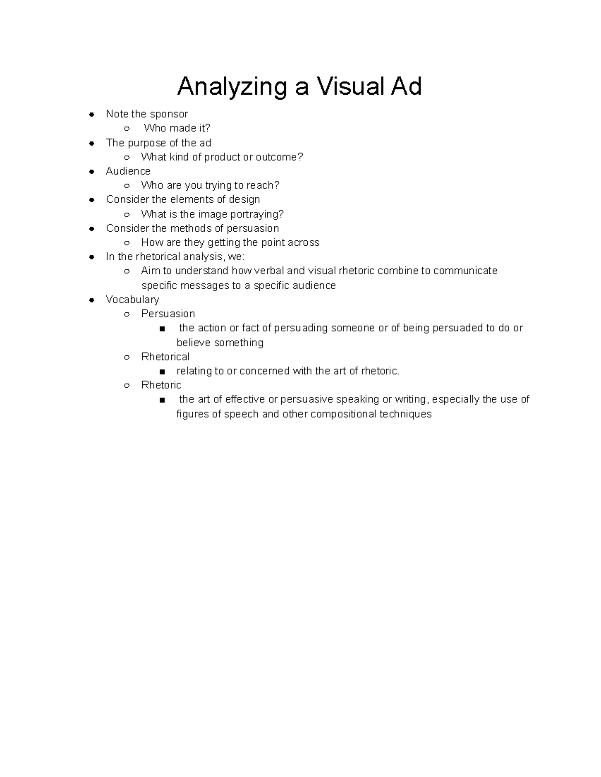 How to analyze a visual ad - Analyzing a Visual Ad Note the sponsor Who ...