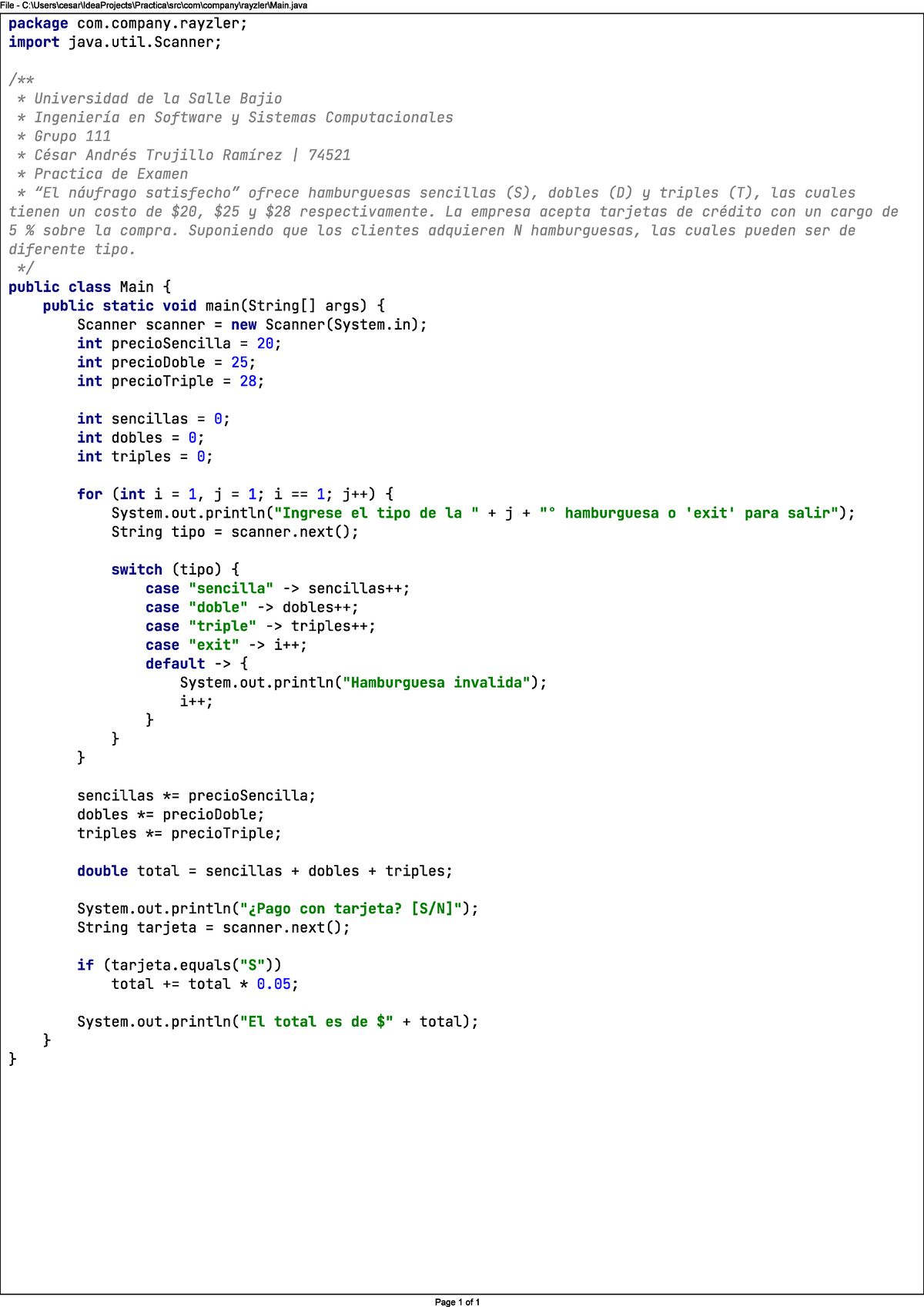 Practica - Java exercise - Introducción Al Software - Universidad de la ...