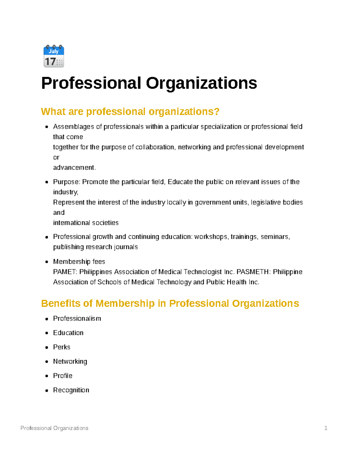 Professional Organizations Principles of Medical Laboratory Science ...