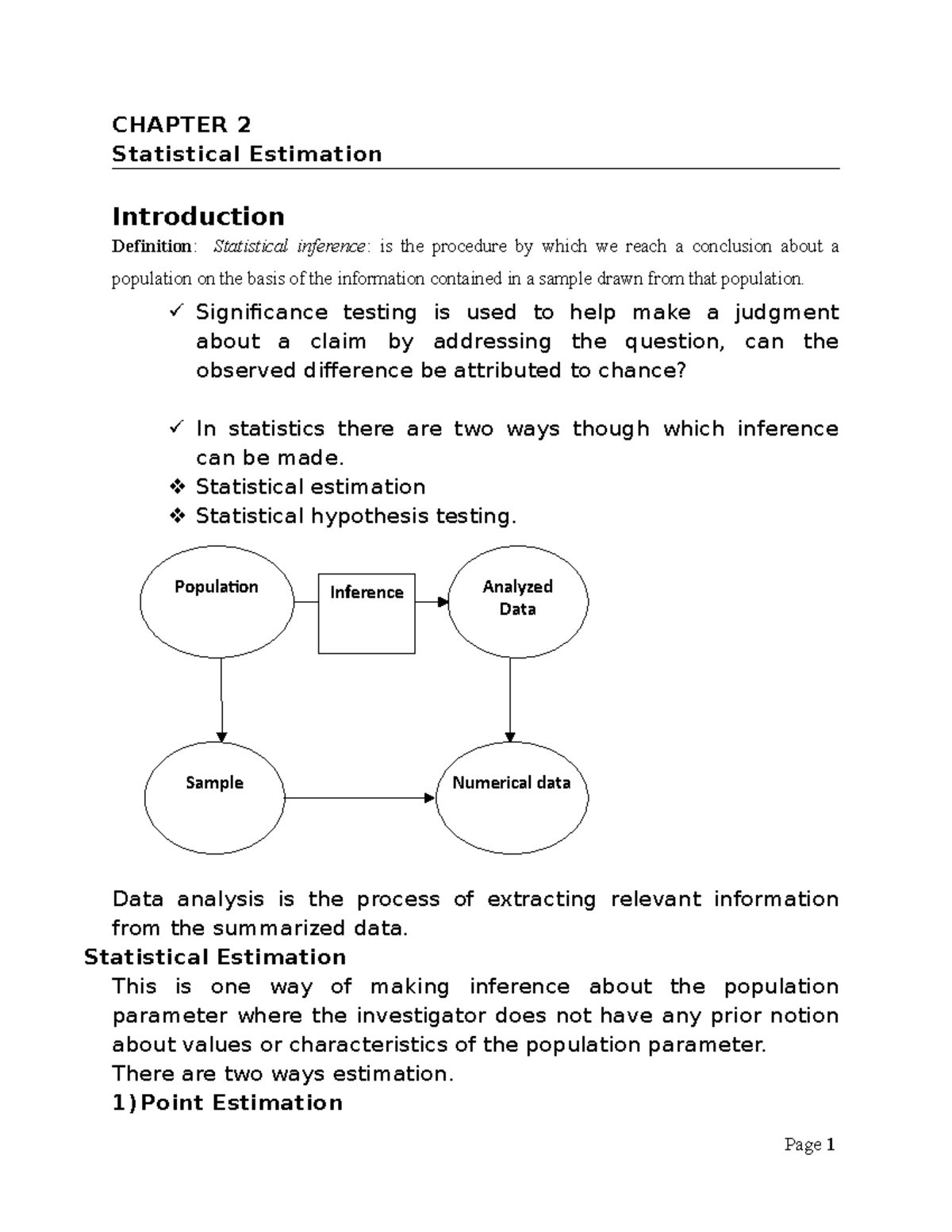 Statistical Estimation - Population Sample Numerical data Analyzed Data ...